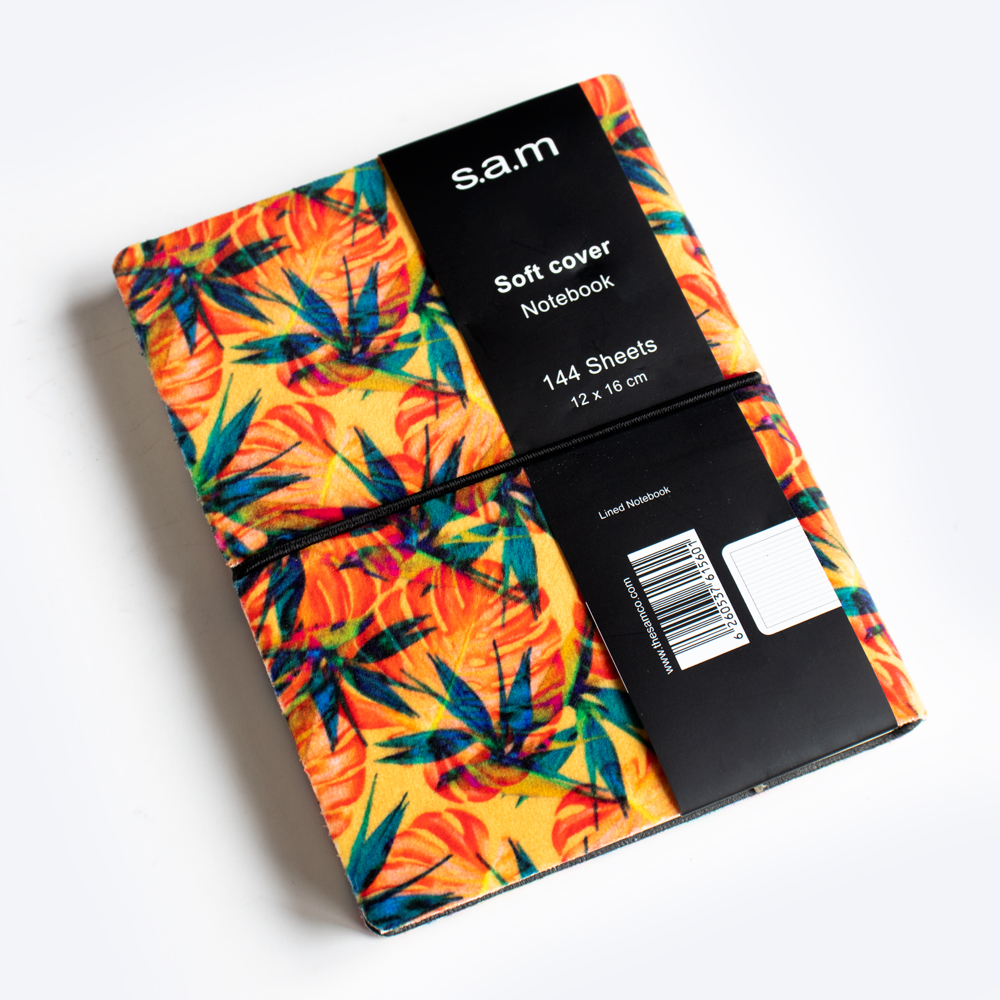 دفتر کوچک خط دار denzo پارچه ای نارنجی سم (s.a.m) - جزیره کتاب