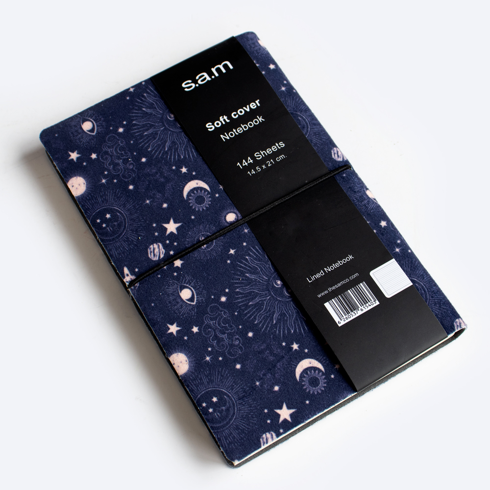 دفتر متوسط خط دار denzo پارچه ای سورمه ای سم (s.a.m) - جزیره کتاب