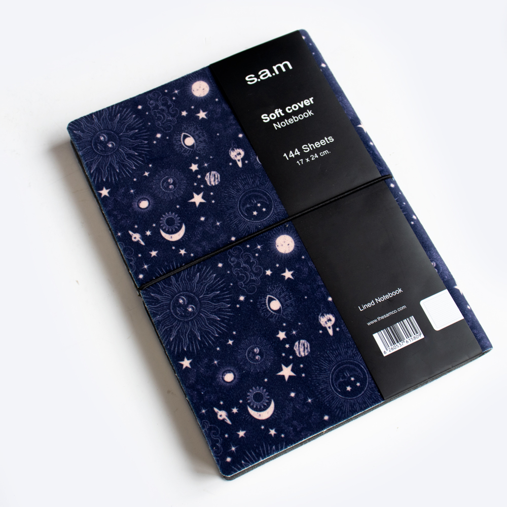 دفتر بزرگ خط دار denzo پارچه ای سورمه ای سم (s.a.m) - جزیره کتاب